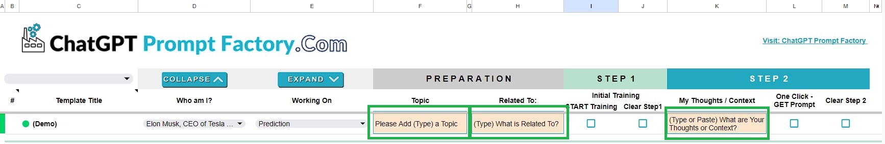 Explanation of Tabs - ChatGPT Prompt Factory